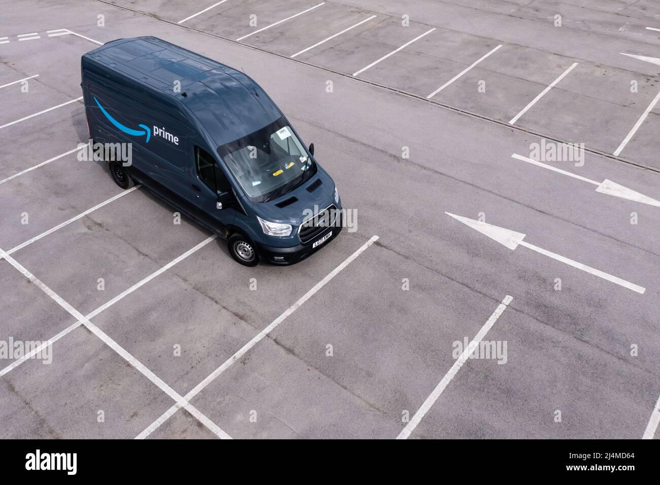 Newly manufactured Amazon Prime Ford E-Transit electric delivery vans ...