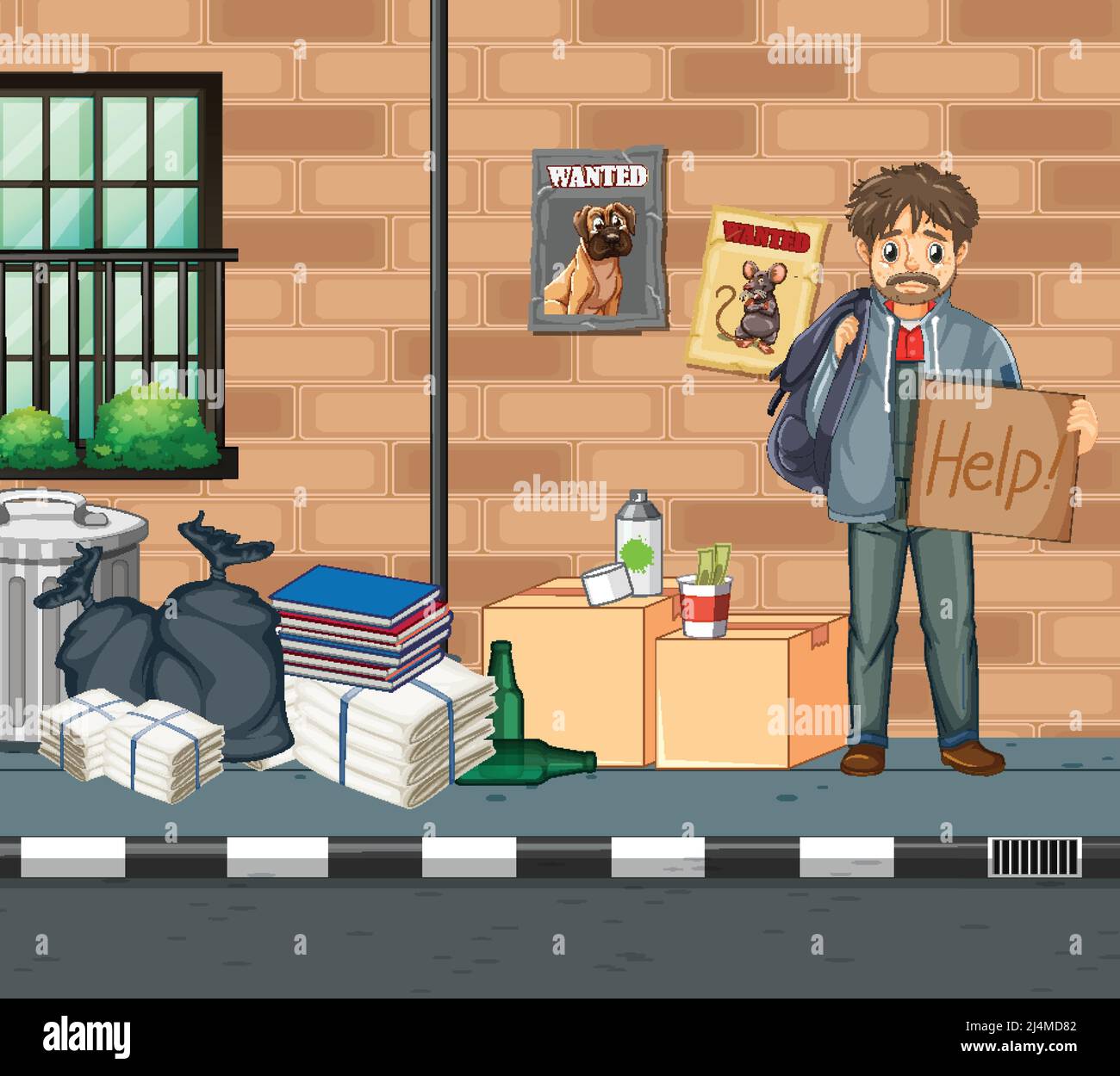 Homeless people in the city illustration Stock Vector Image & Art - Alamy