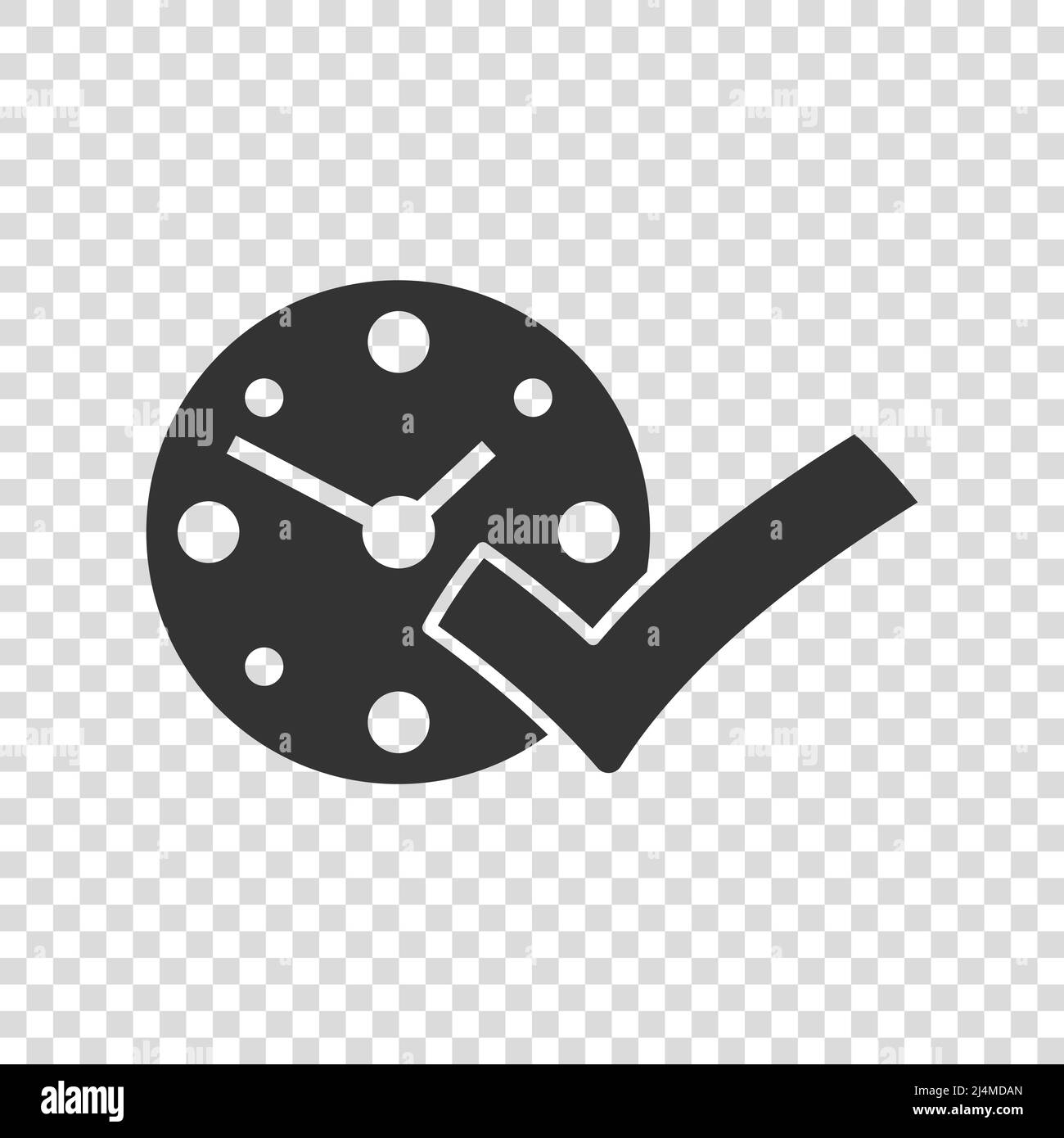 Clock check mark icon in flat style. Timer approval vector illustration ...