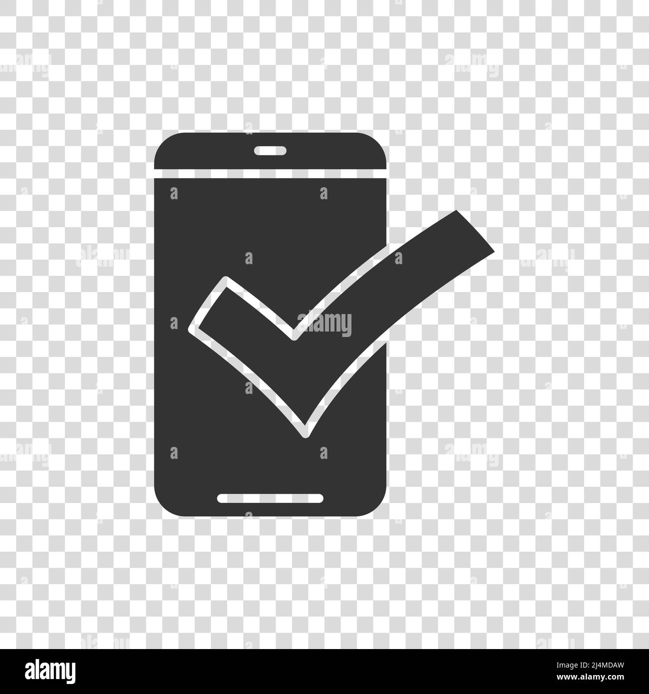 Phone check mark icon in flat style. Smartphone approval vector ...