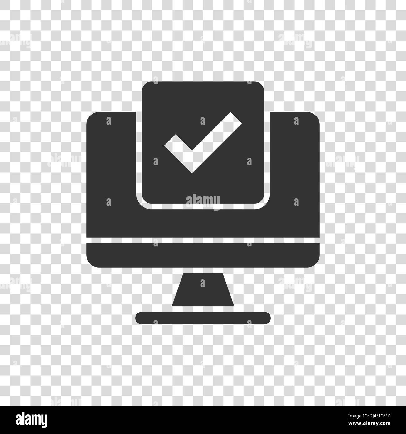 Computer check mark icon in flat style. Survey approval vector illustration on white isolated ...