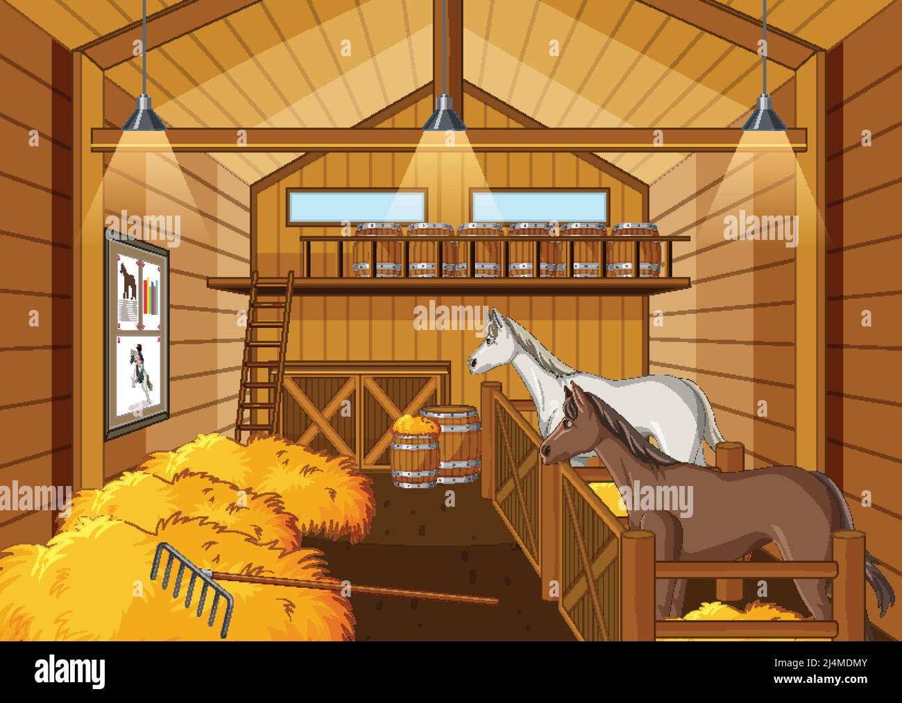 Horse stable scene drawing hi-res stock photography and images - Alamy