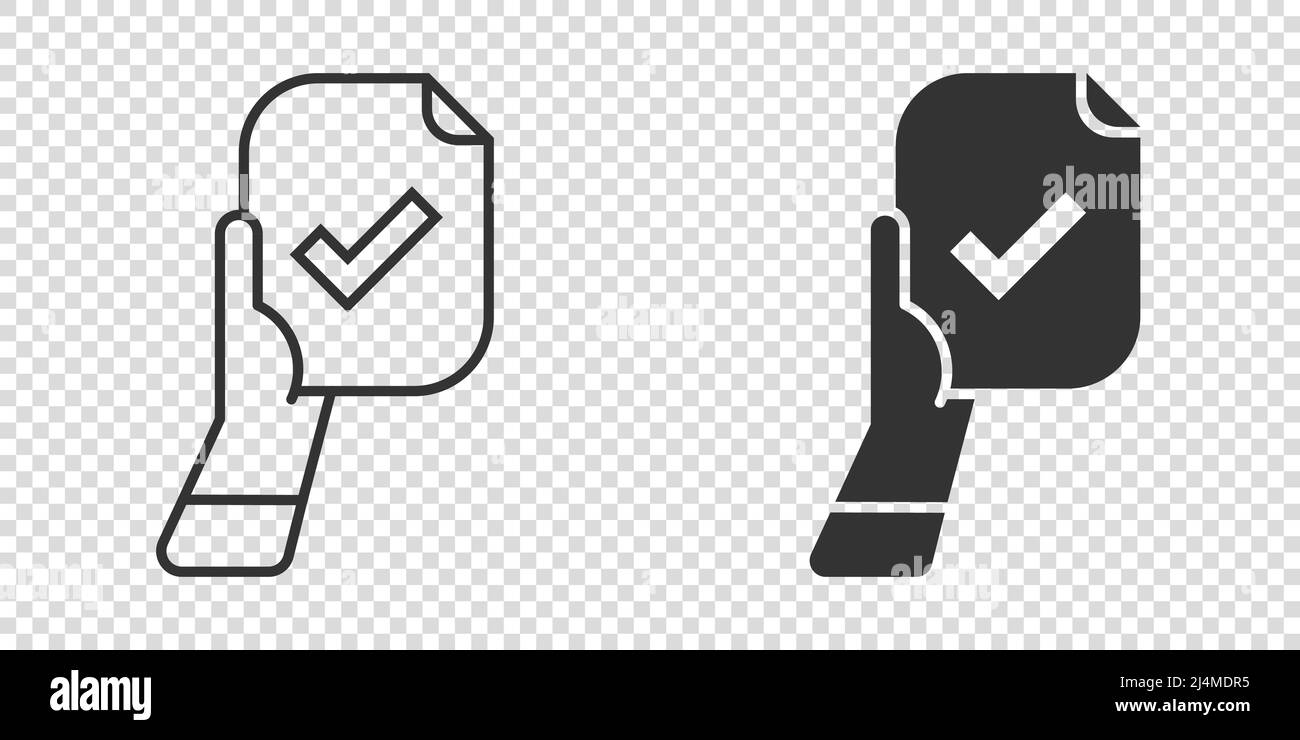 People hand with check mark icon in flat style. Accept vector ...