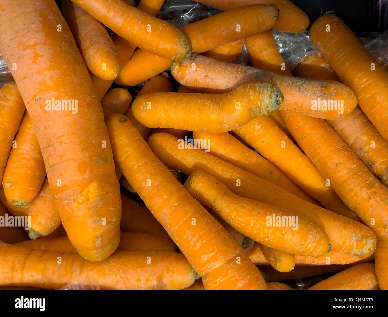 Healthy carrots on display in a retail store Stock Photo - Alamy