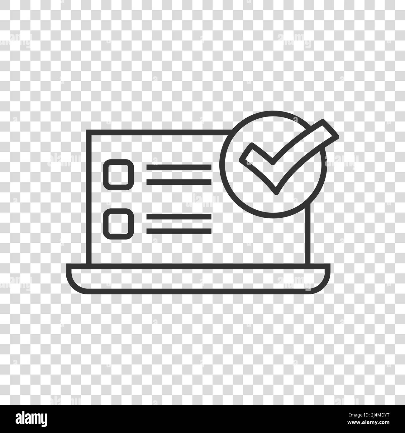 Laptop check mark icon in flat style. Computer approval vector ...