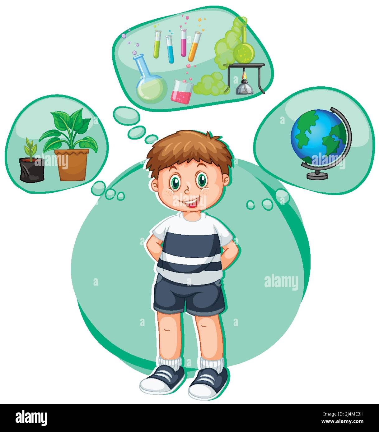 A boy thinking with callouts illustration Stock Vector Image & Art - Alamy