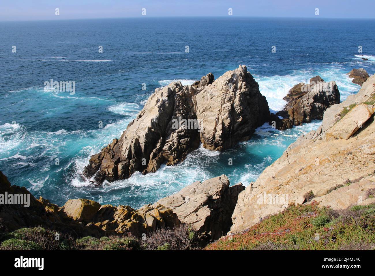 Jagged coastline along Point Lobos hiking trails in Point Lobos State ...