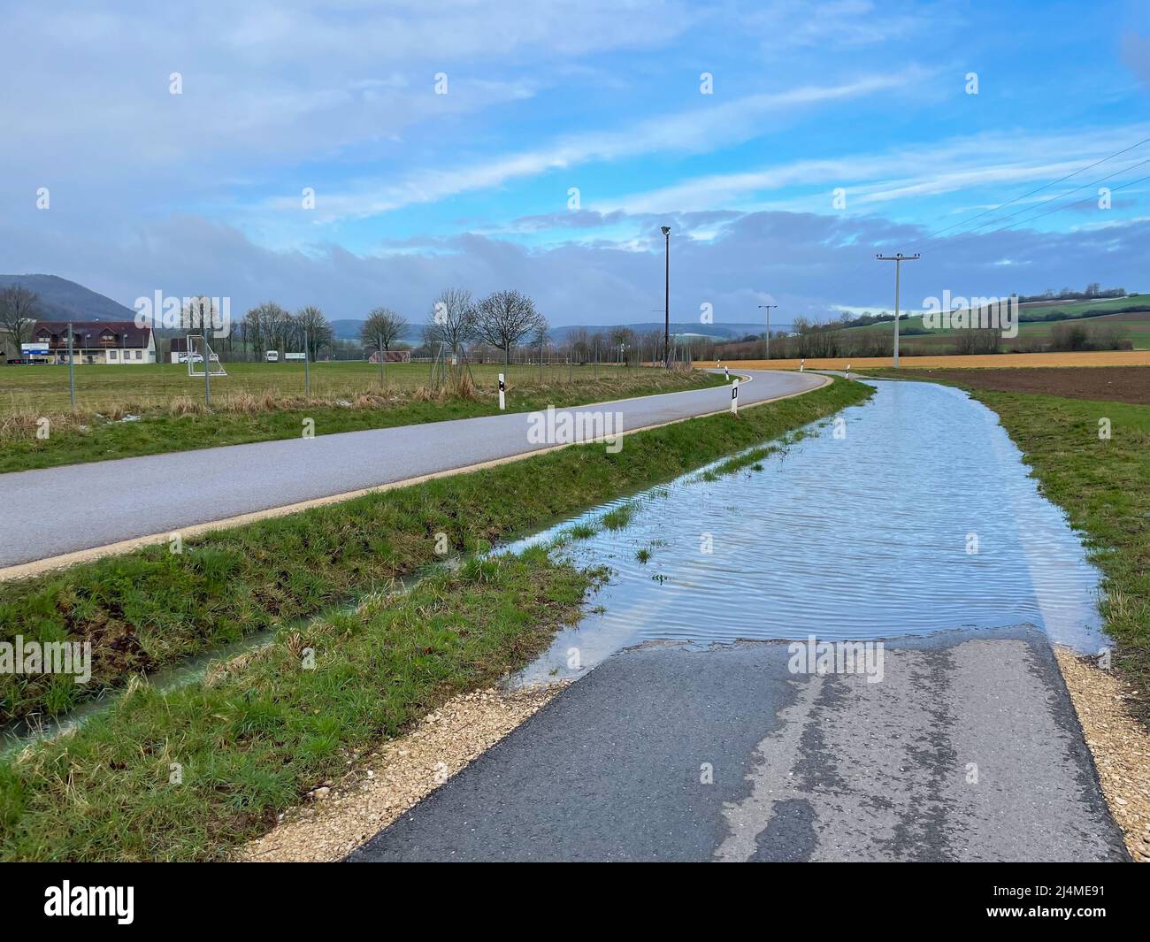High water and flooding on the bike path. A classic planning error ...