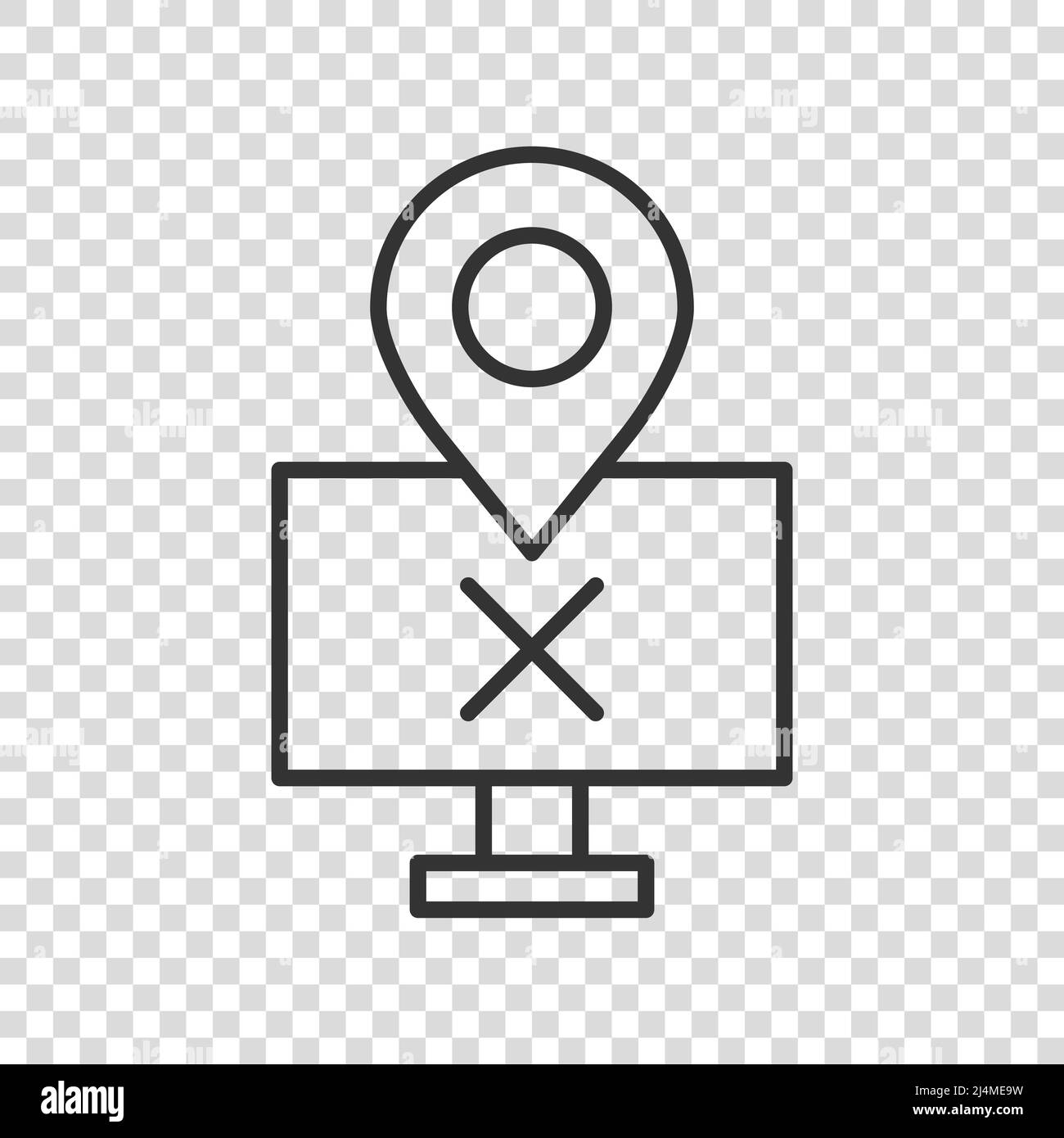 Computer navigation icon in flat style. Monitor pin gps vector ...