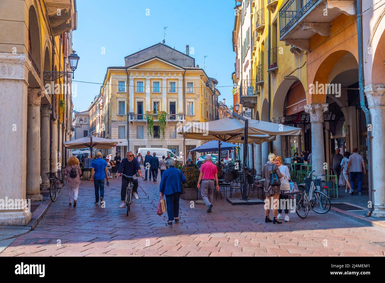 Mantua, Italy, September 24, 2021: Narrow street in the center of ...