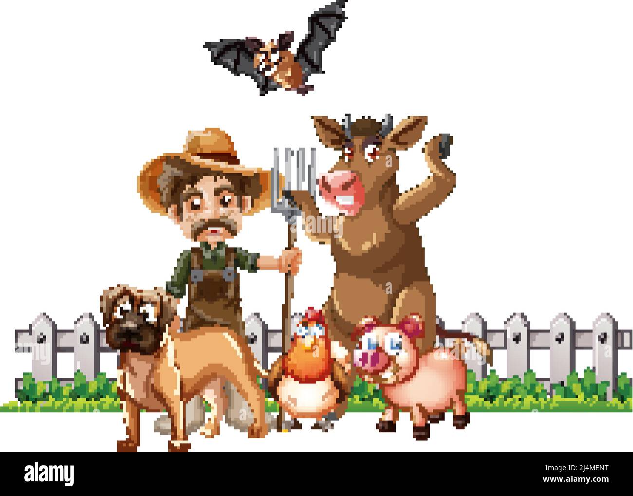 Farm animals on white background illustration Stock Vector Image & Art ...