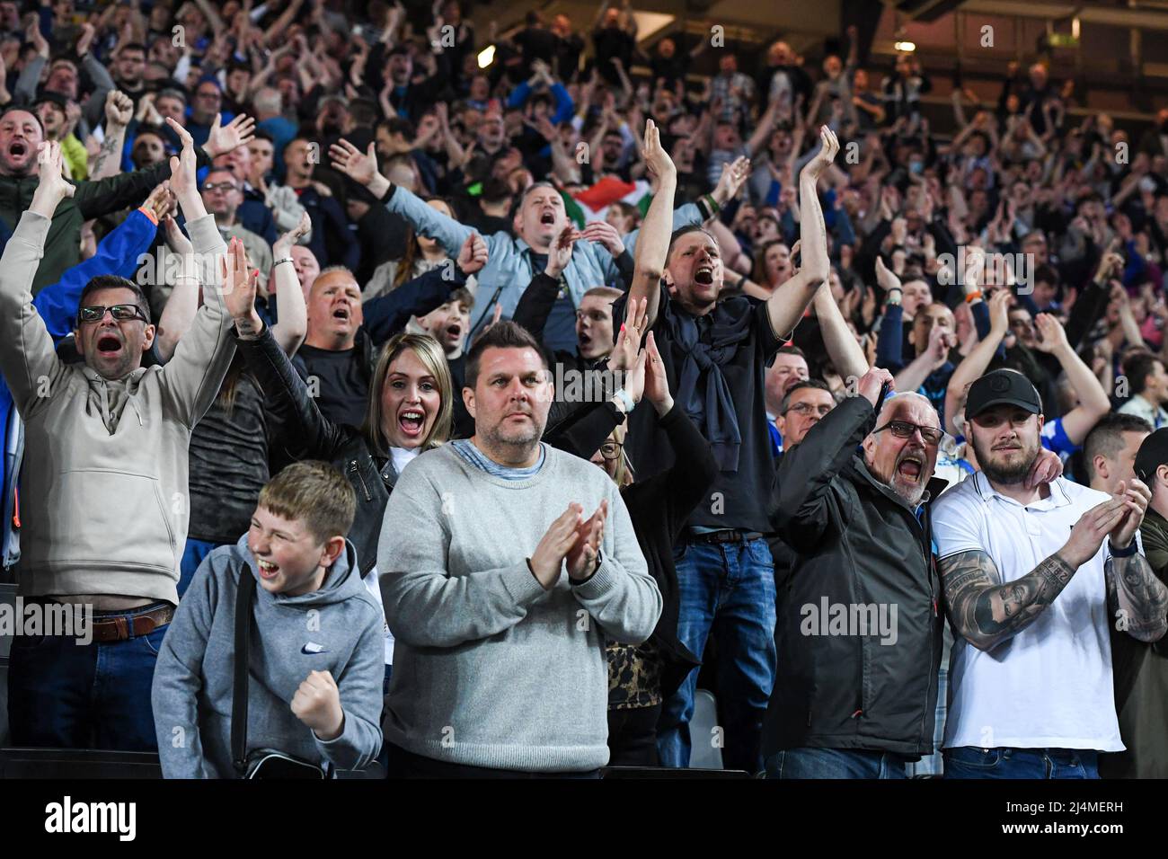 The Sheffield Wednesday fans celebrate beating Milton Keynes Dons 2-3 ...
