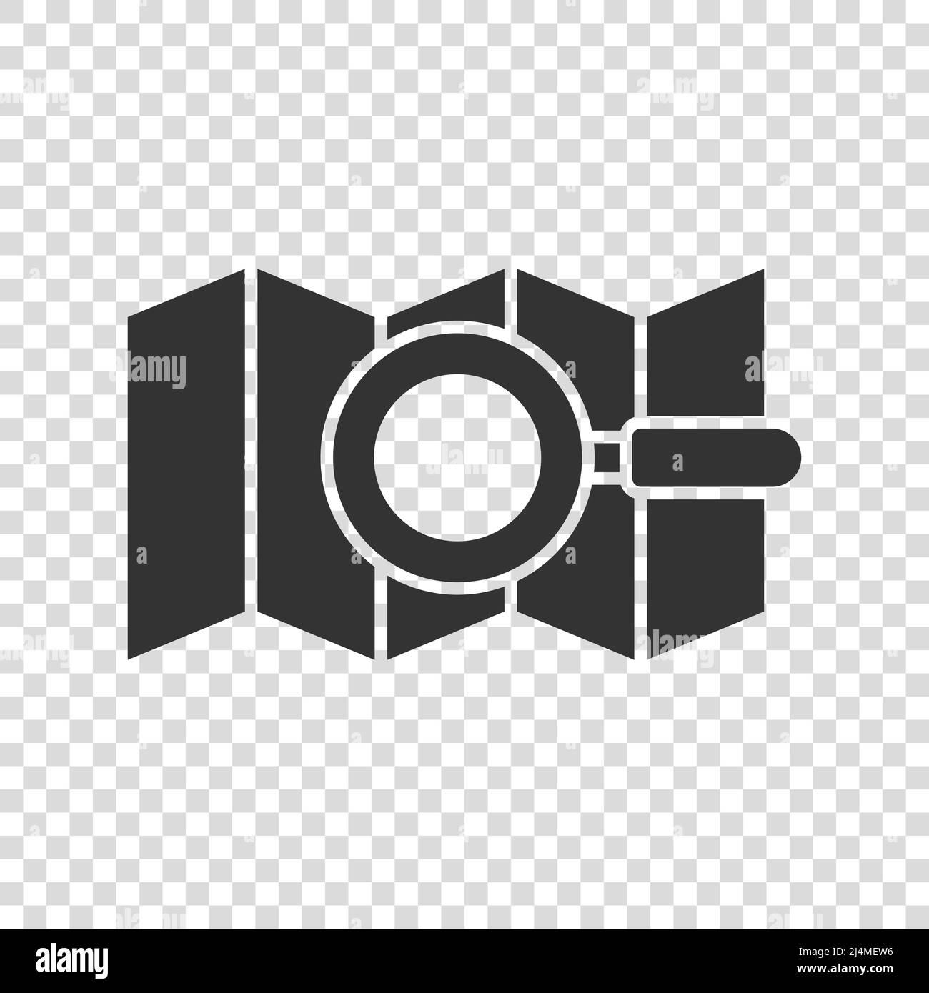 Map with magnifier icon in flat style. Gps navigation vector ...