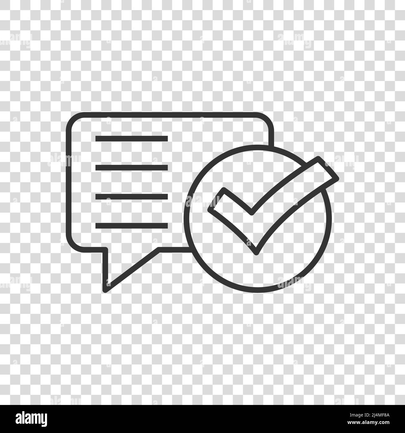Speak chat sign icon in flat style. Speech bubble with check mark ...