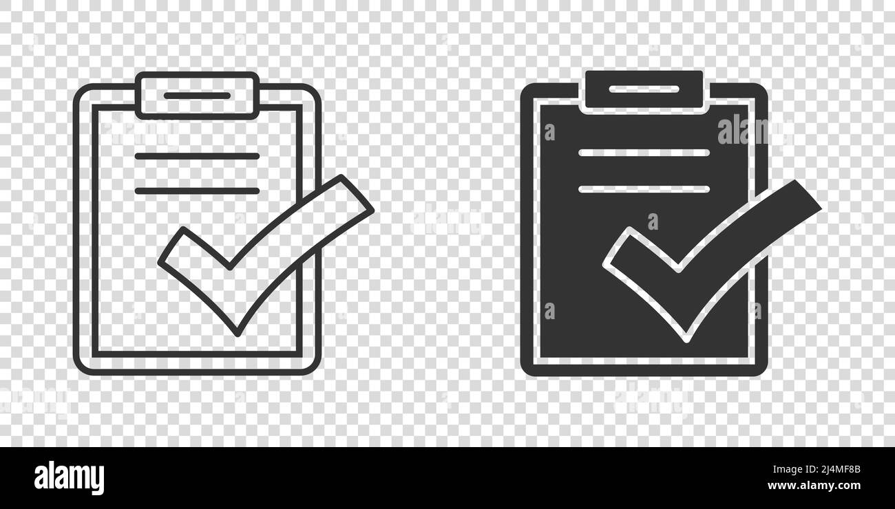 Document checklist icon in flat style. Report vector illustration on ...