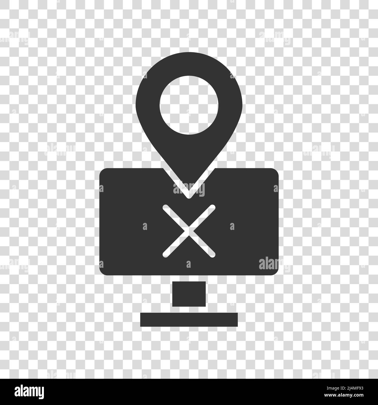 Computer navigation icon in flat style. Monitor pin gps vector ...