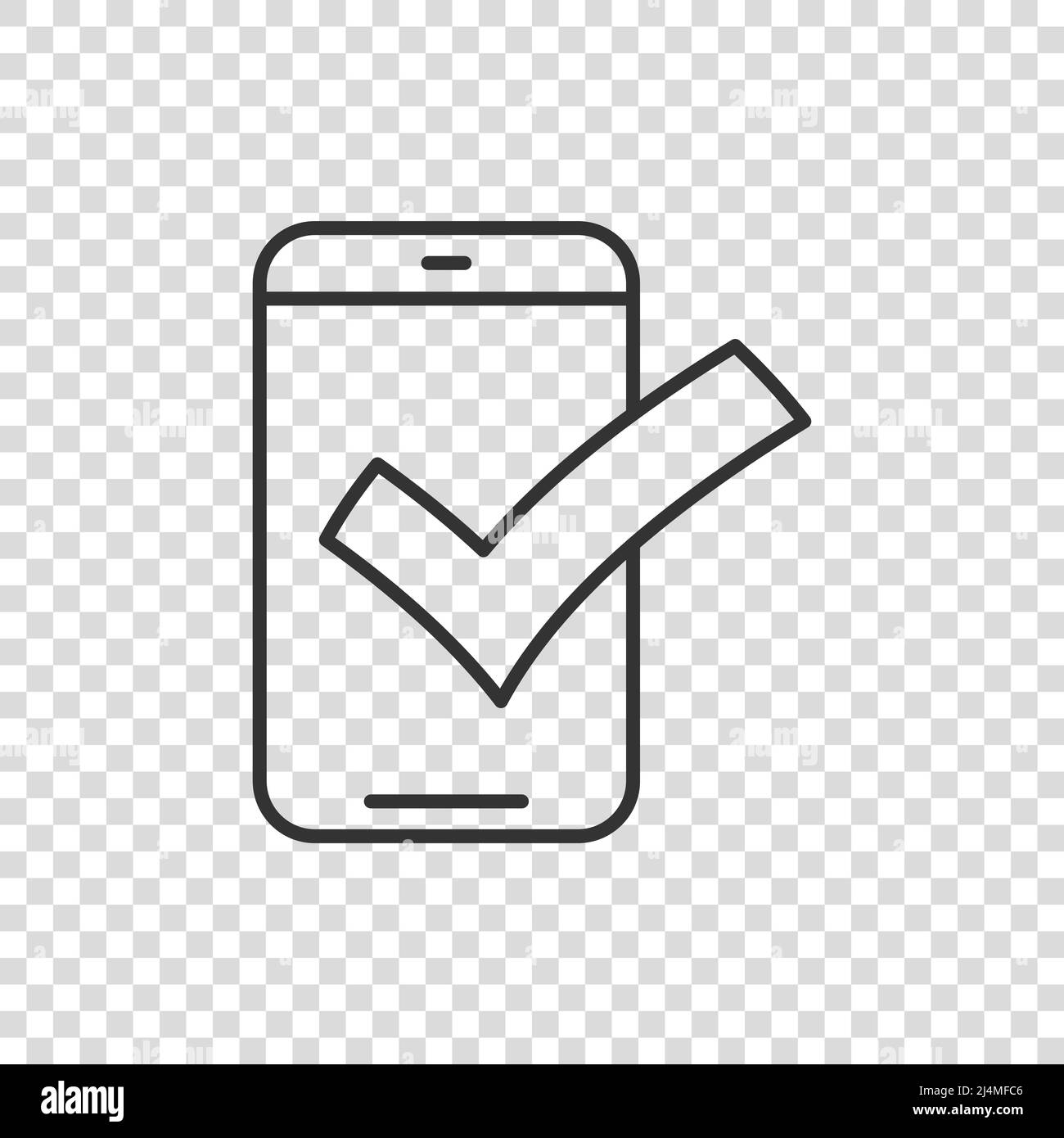 Phone check mark icon in flat style. Smartphone approval vector ...