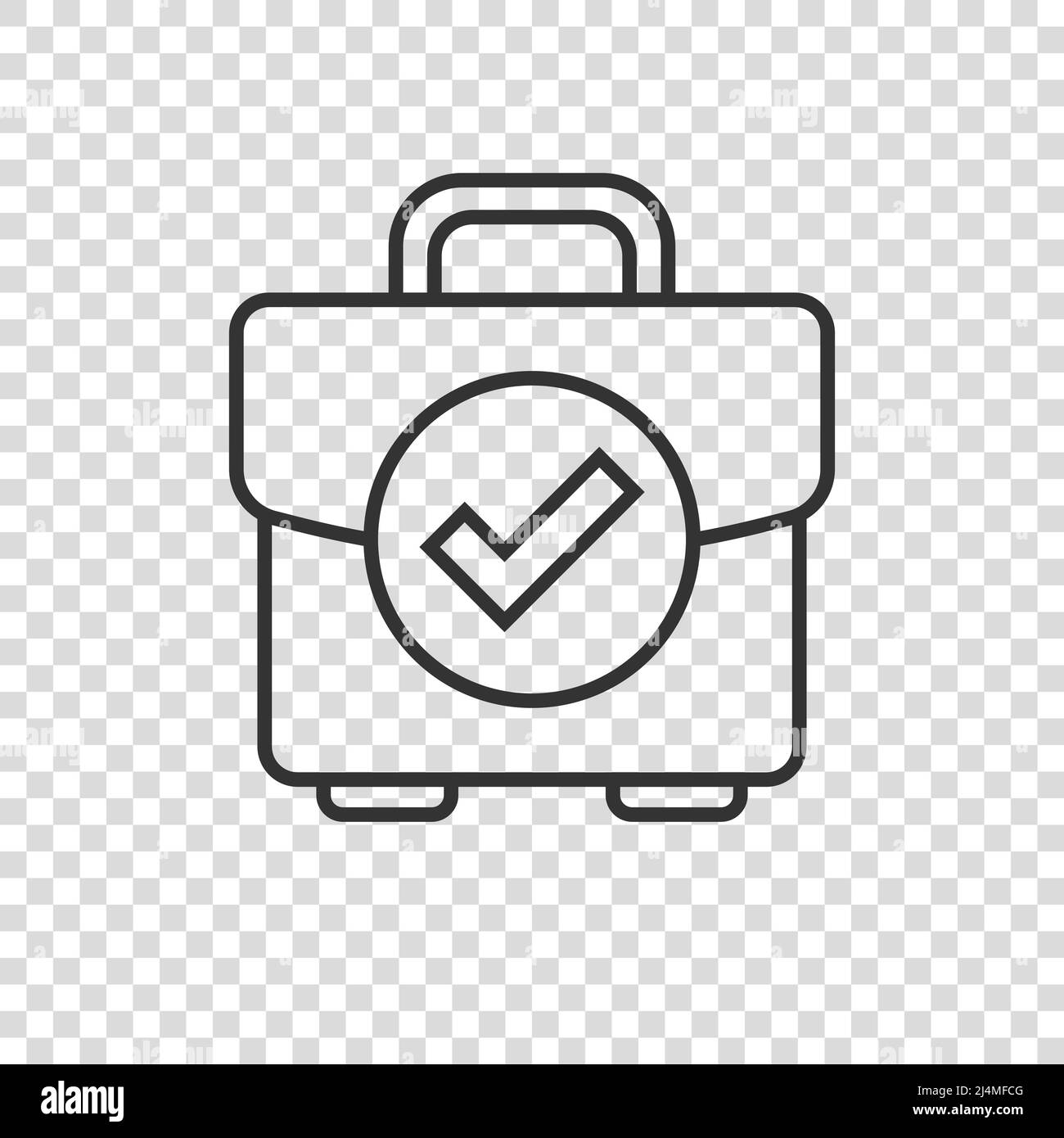 Briefcase accept icon in flat style. Portfolio approval vector ...