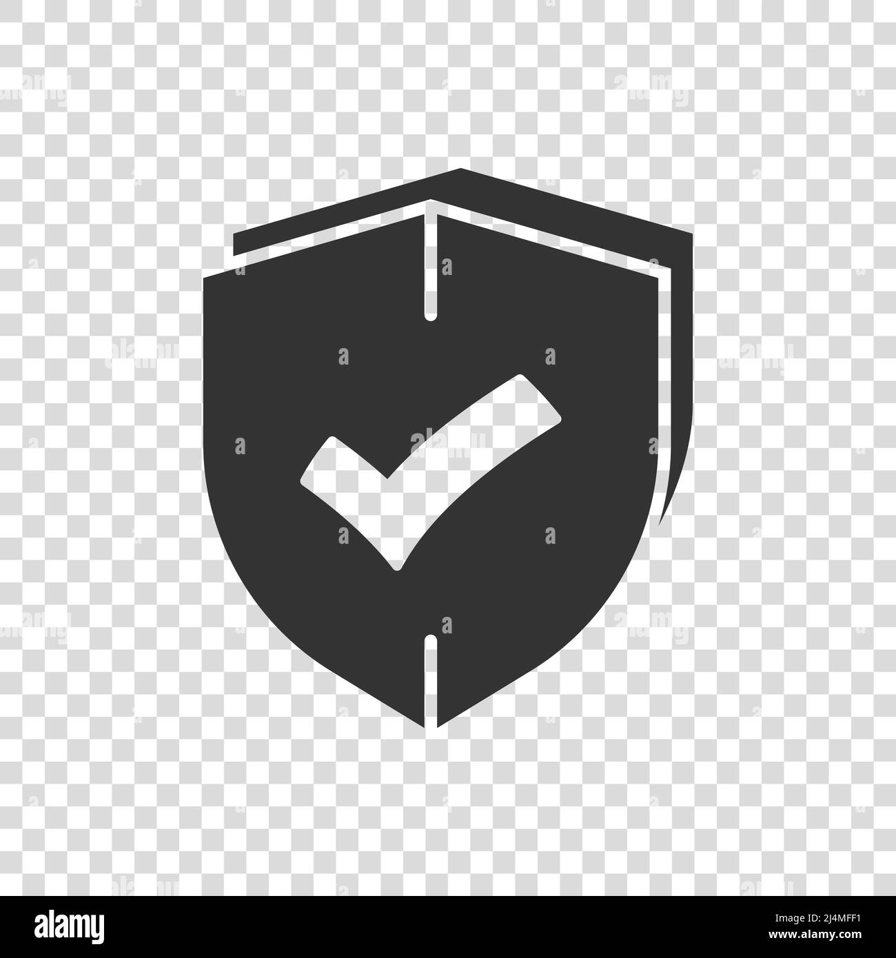 Shield with check mark icon in flat style. Protect vector illustration ...