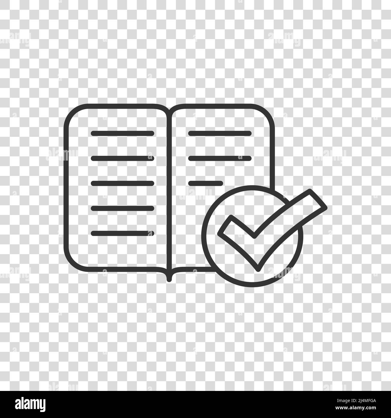 Book check mark icon in flat style. Bookmark approval vector ...