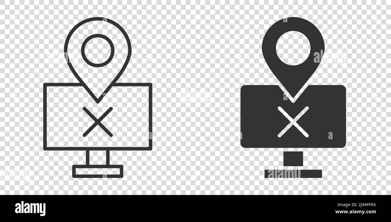 Computer navigation icon in flat style. Monitor pin gps vector ...