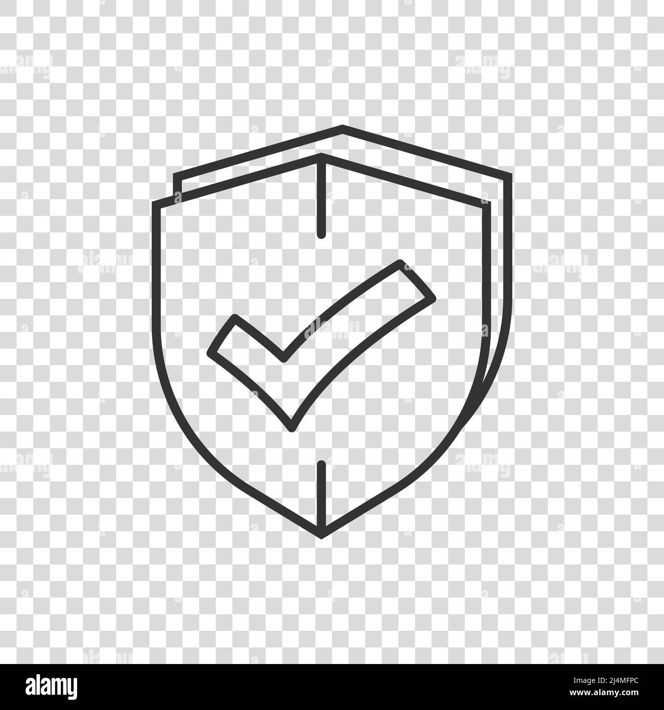Shield with check mark icon in flat style. Protect vector illustration ...