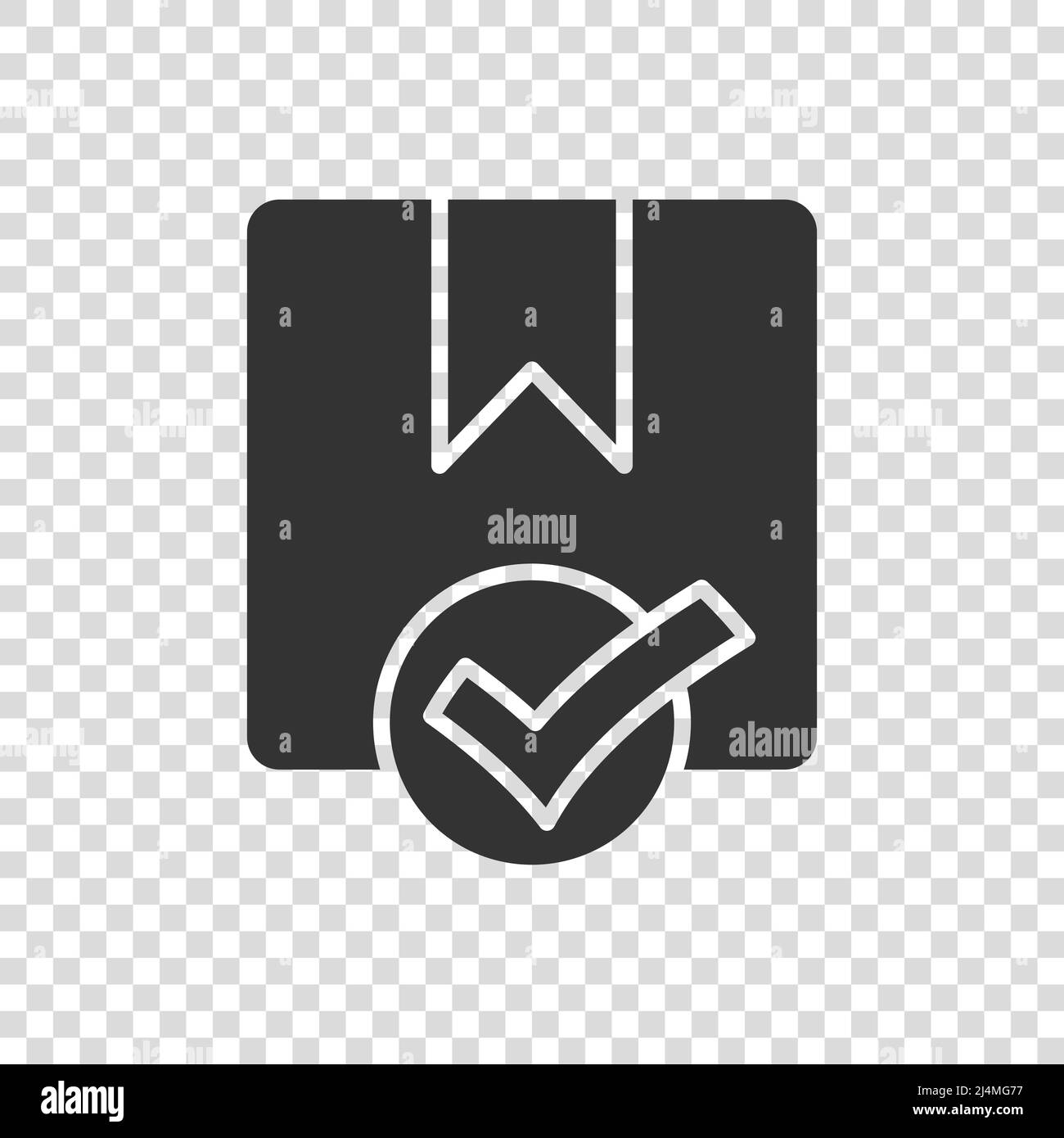 Shipping box check icon in flat style. Container approve vector ...