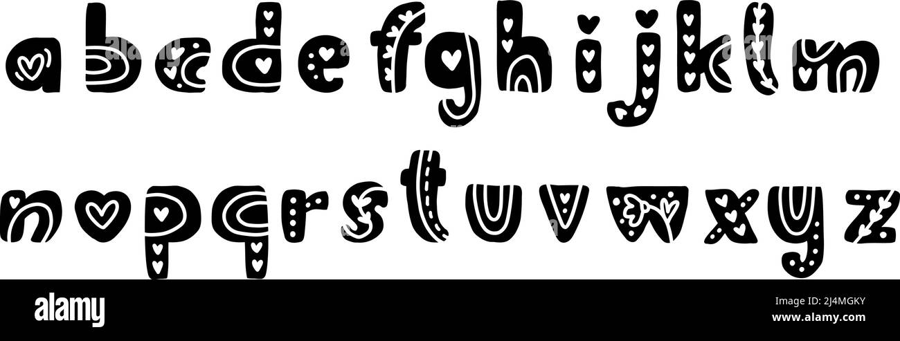 Hand drawn lowercase vintage valentine display font alphabet with ...