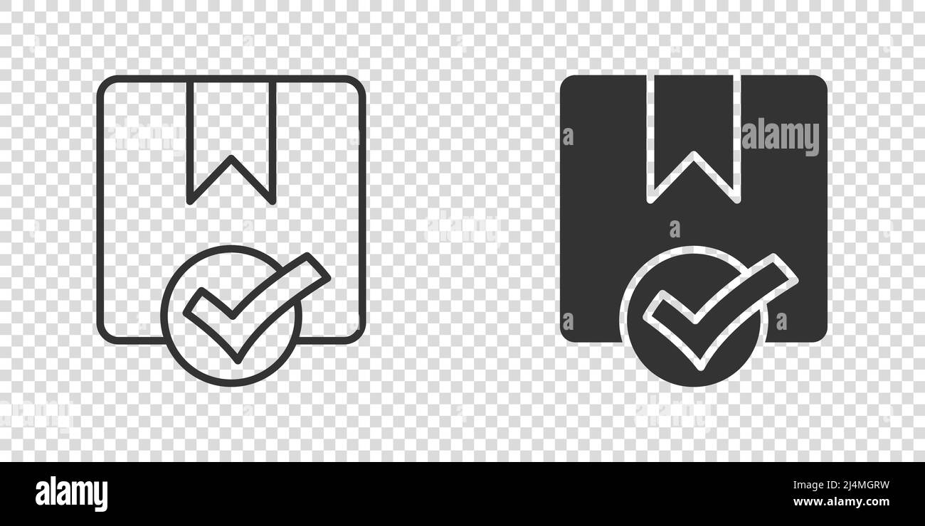 Shipping box check icon in flat style. Container approve vector ...