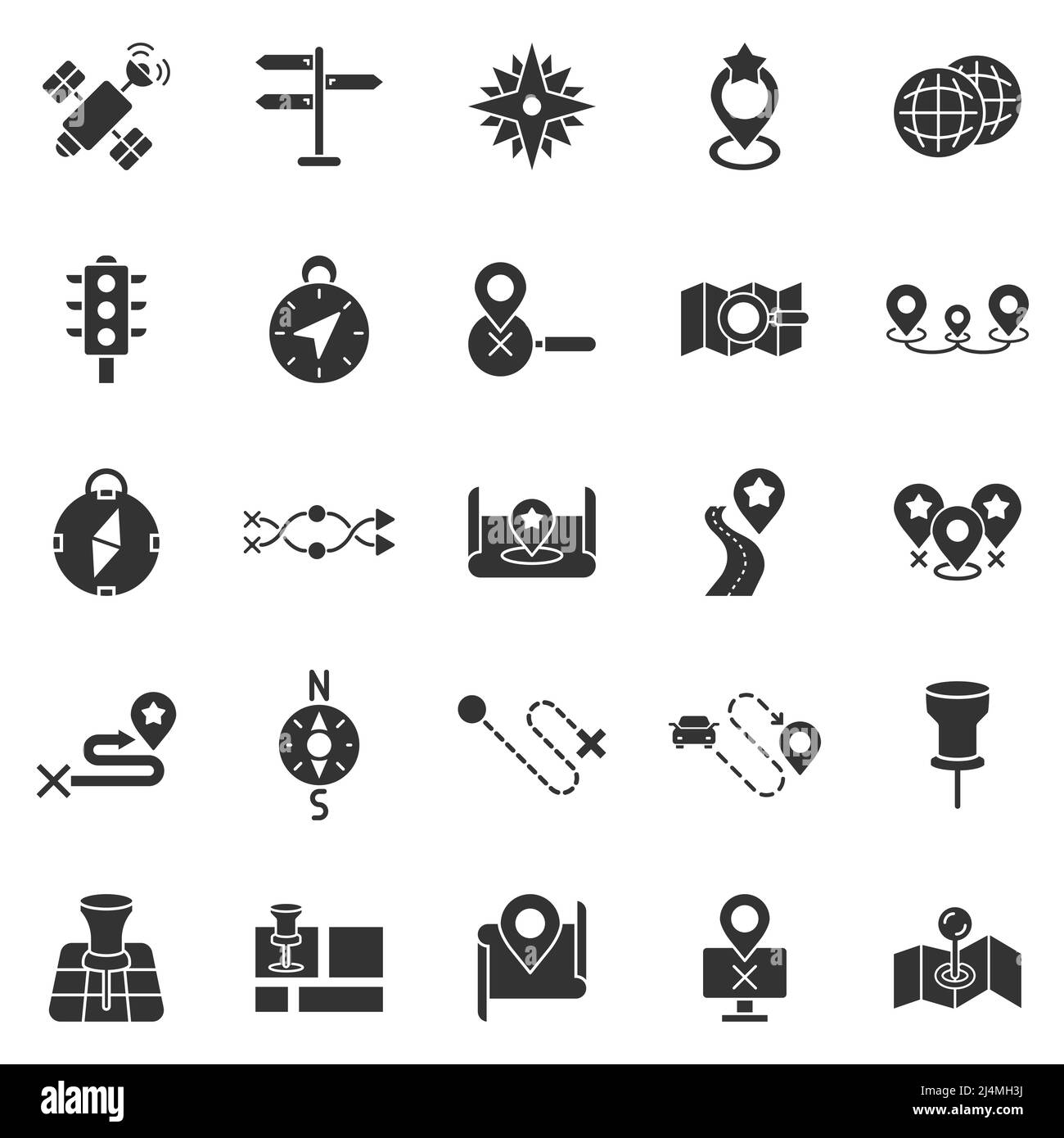 Navigation icon set in flat style. Gps direction vector illustration on ...
