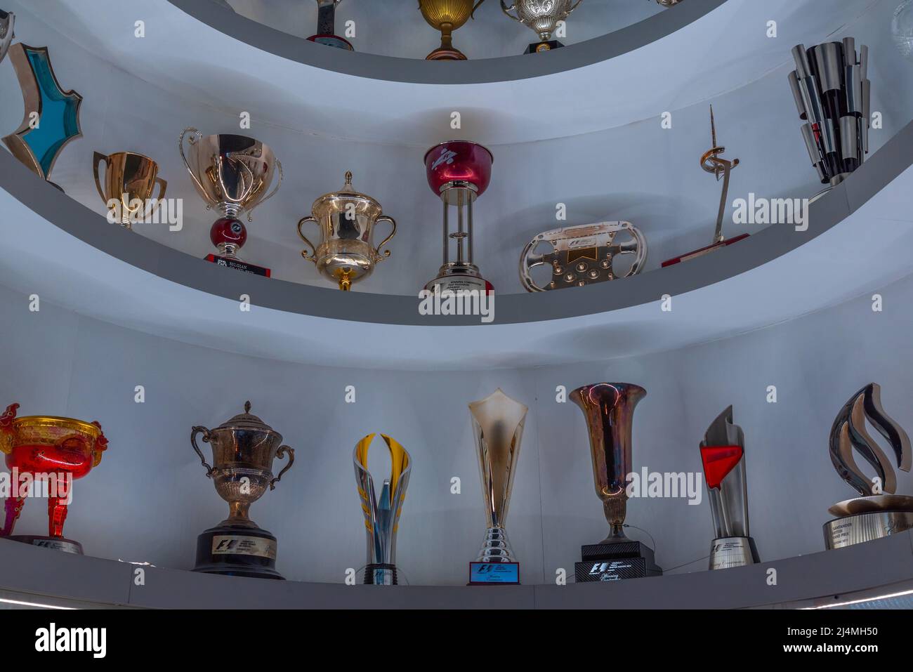 Maranello, Italy, September 23, 2021: Trophies from F1 competitions ...