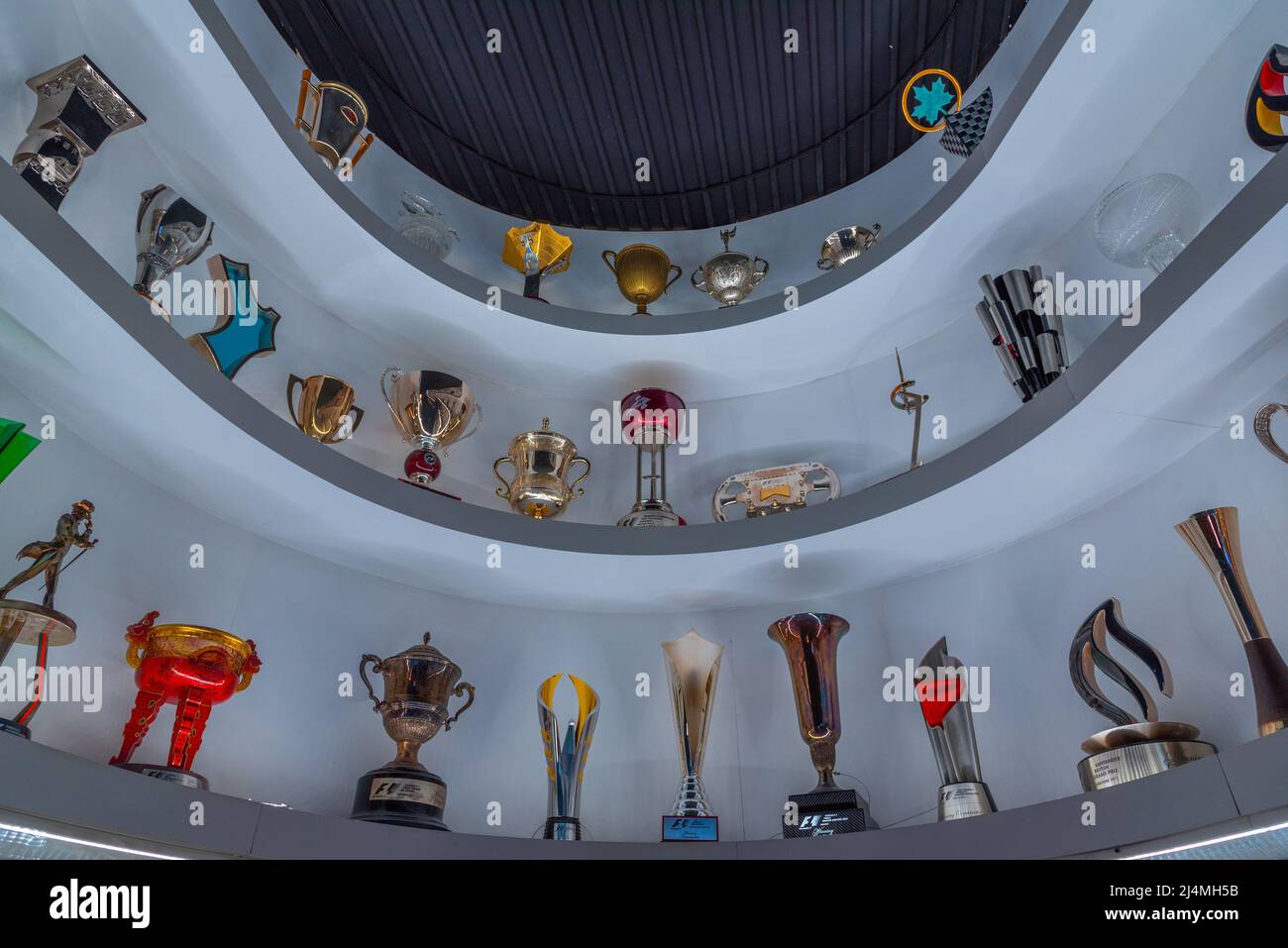 Maranello, Italy, September 23, 2021: Trophies from F1 competitions ...