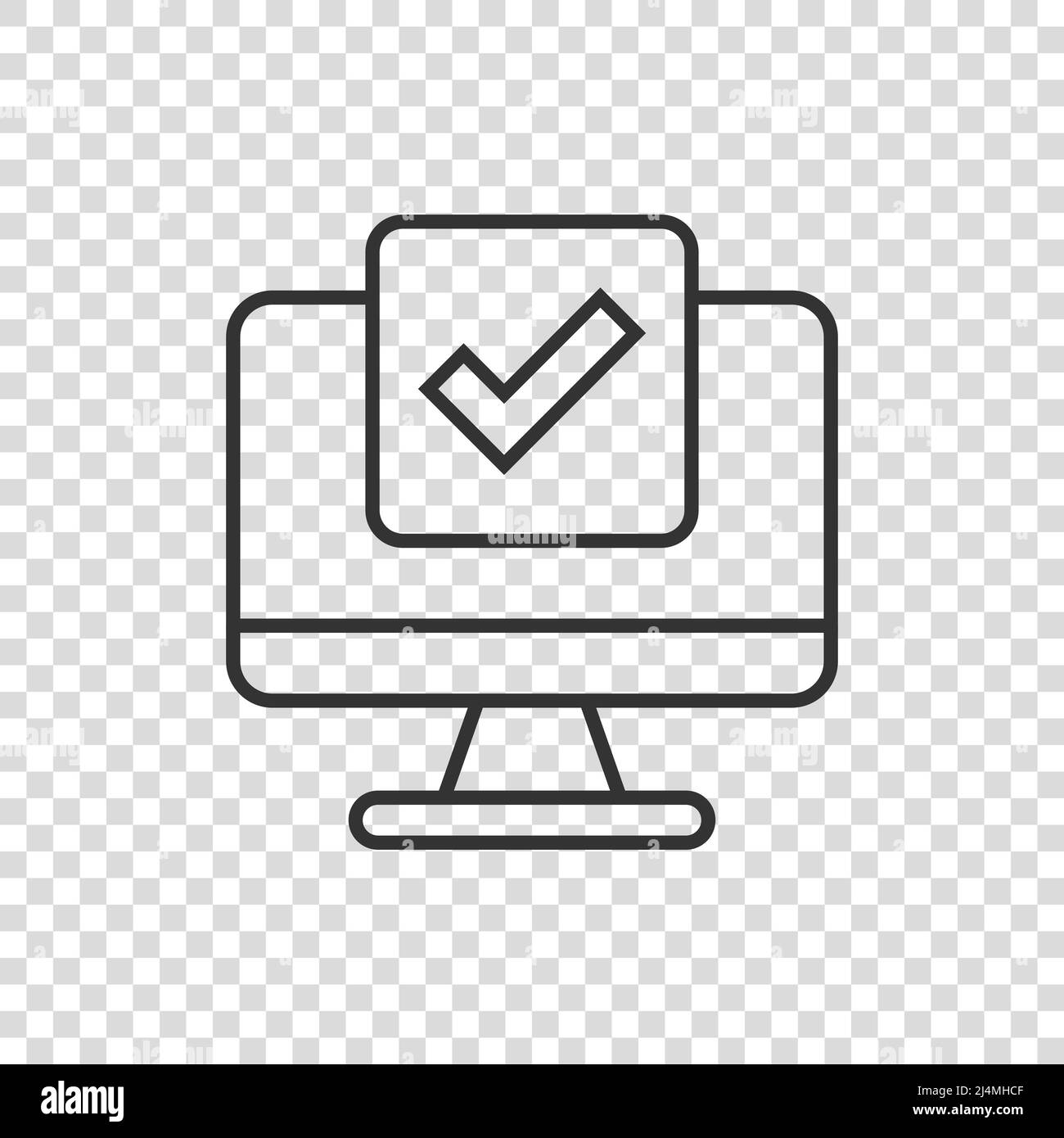 Computer check mark icon in flat style. Survey approval vector illustration on white isolated ...