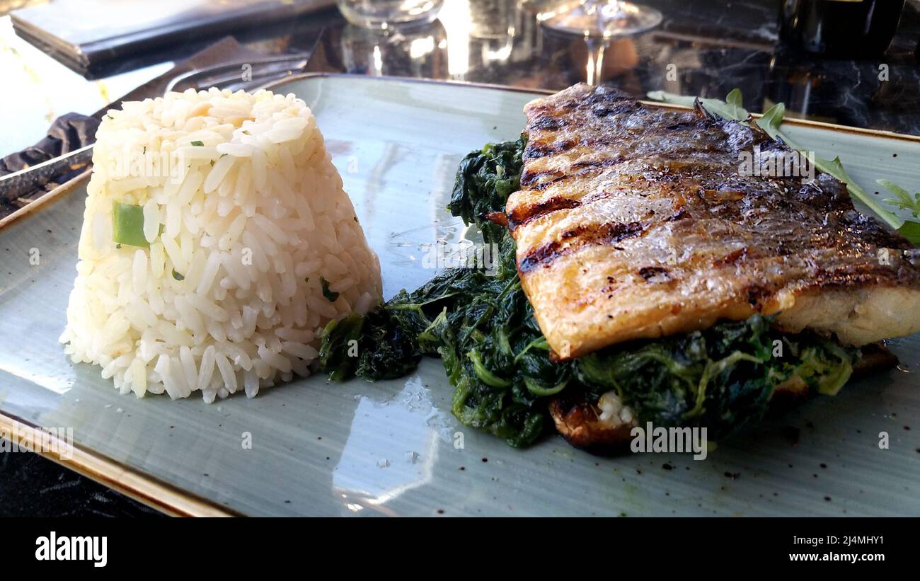 Grilled Fish Fillet With Rice