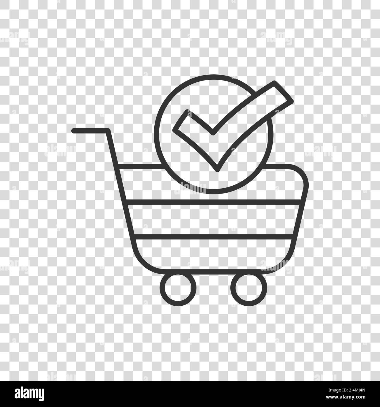 Shopping cart check mark icon in flat style. Buy approval vector ...