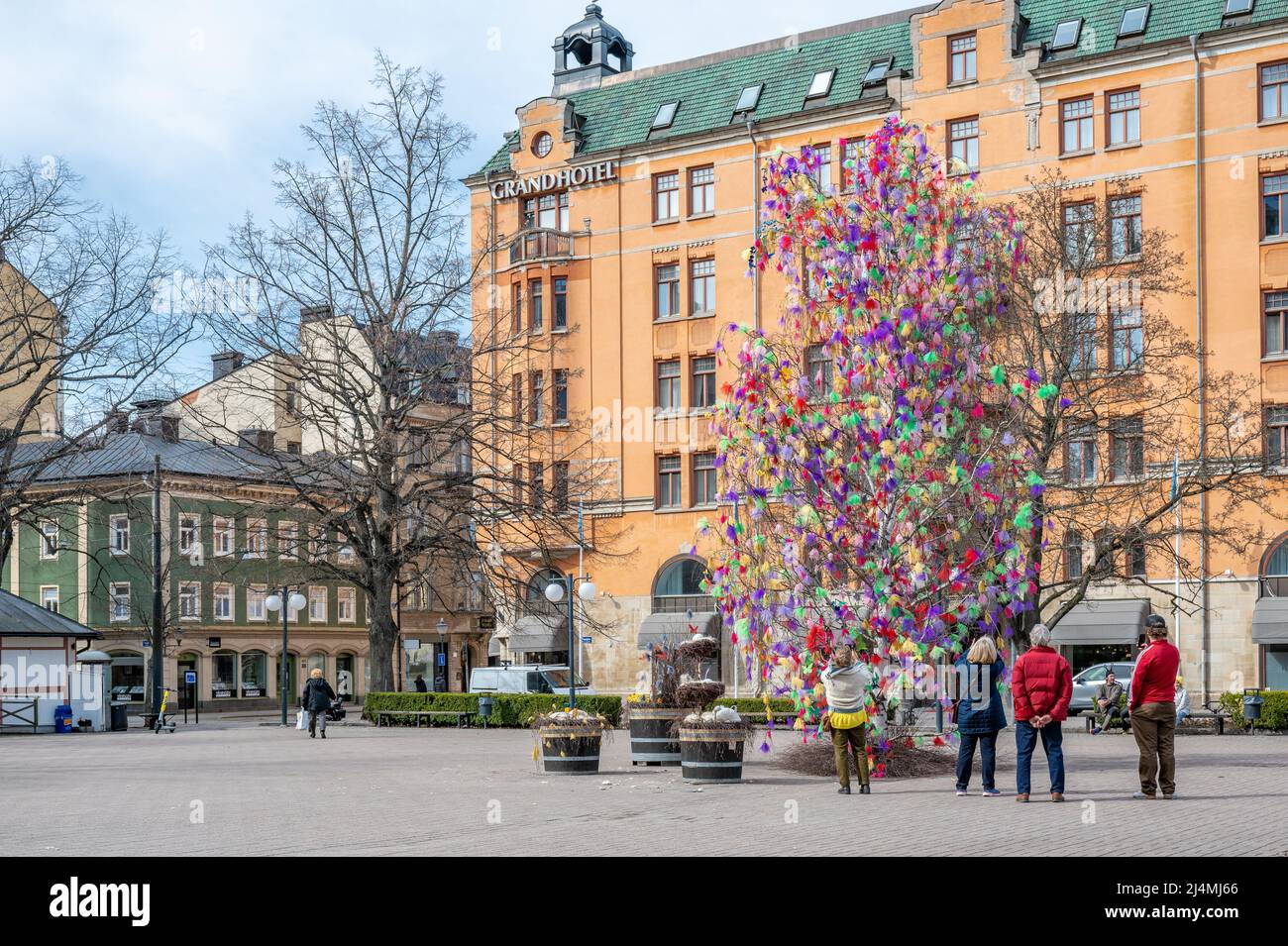Easter decorations at the German square in front of Grand Hotel during ...