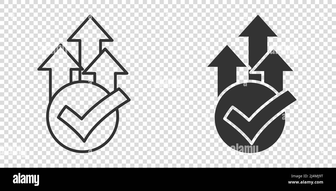 Growth arrow check icon in flat style. Revenue approval vector ...