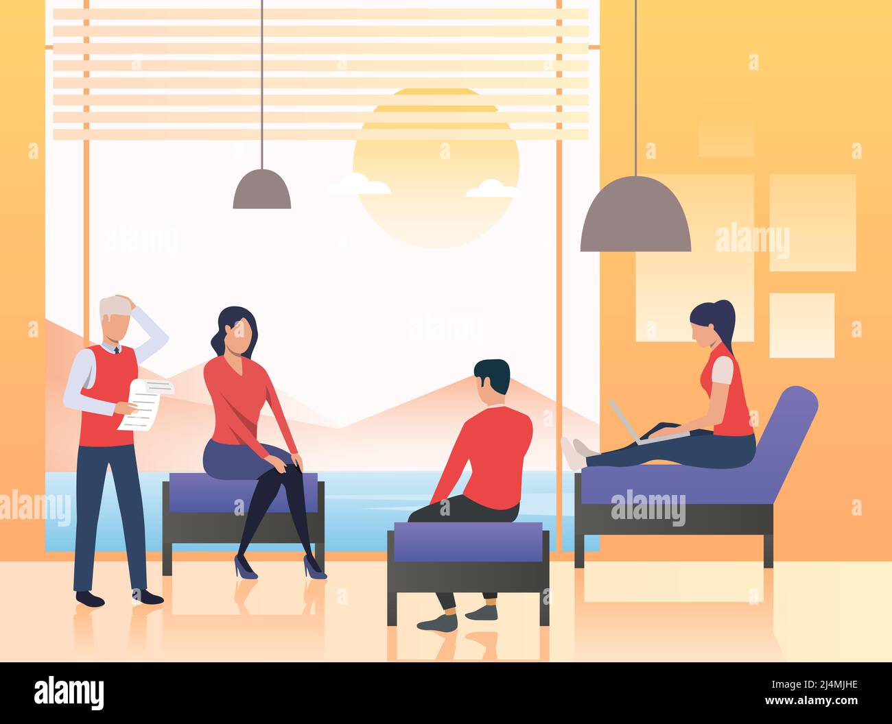 Businessman sitting in office lounge Stock Vector Images - Alamy