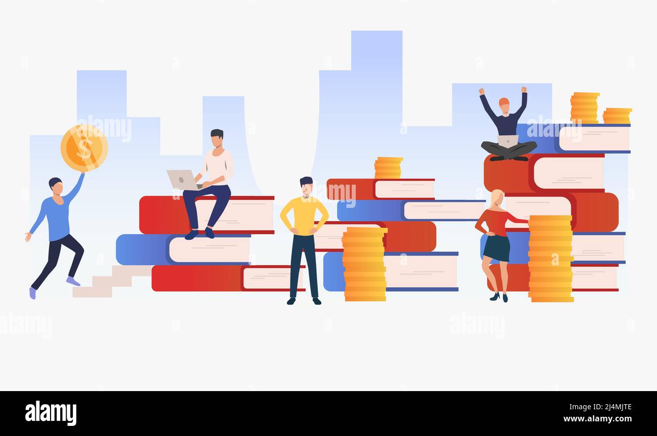 People earning money vector illustration. Earning, growth, salary ...