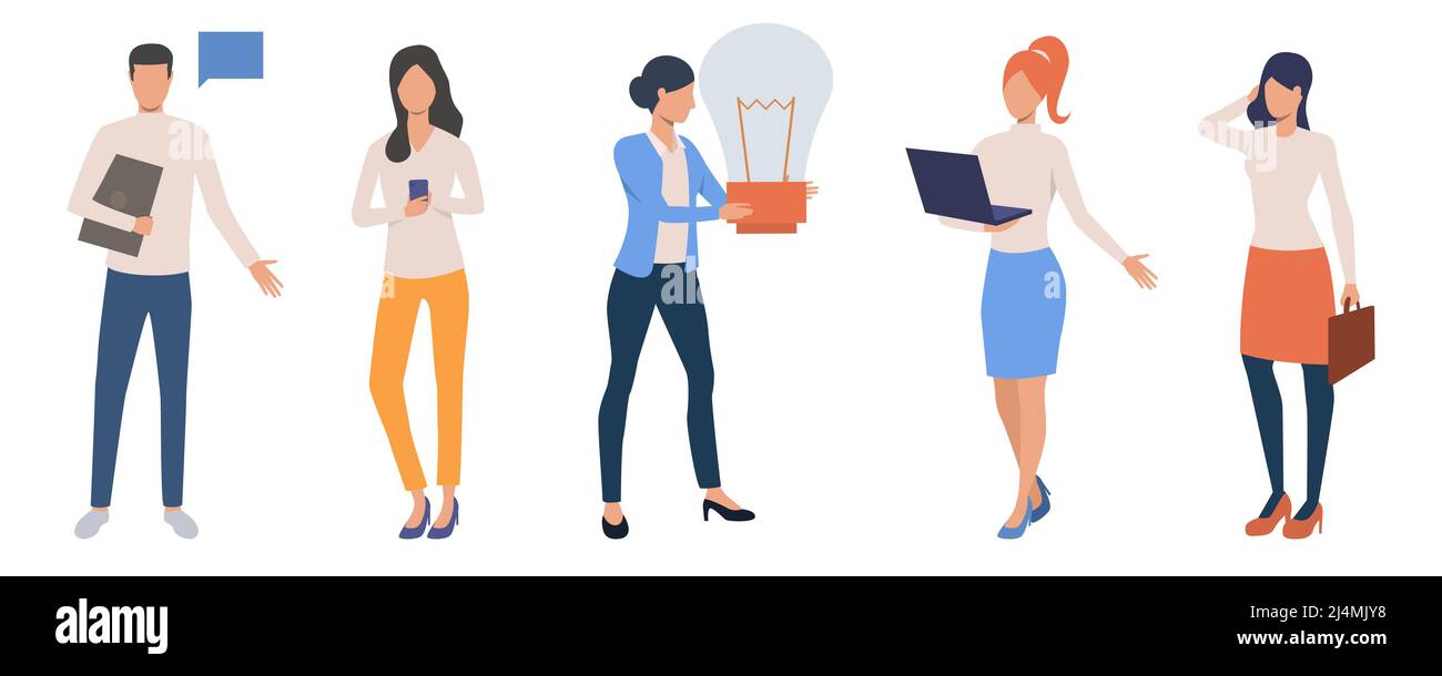 Set of creative freelancers working online. Colorful cartoon characters ...
