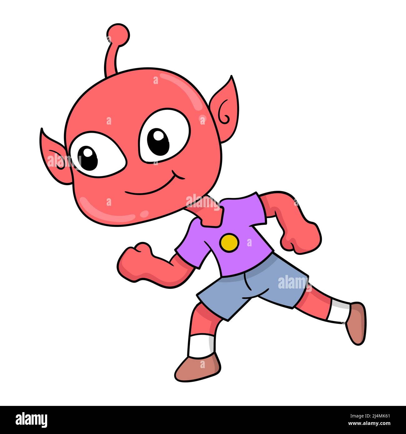 red alien is running after Stock Vector Image & Art - Alamy