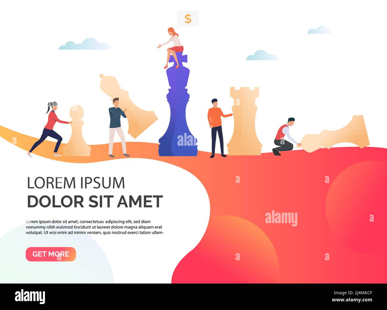 Business strategy orange presentation illustration. Businessman and ...