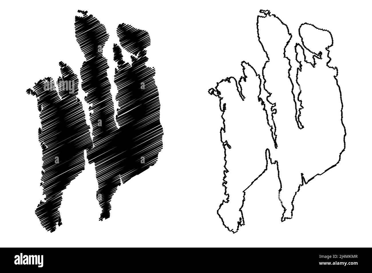Sula island (Kingdom of Norway, Solund Archipelago) map vector ...