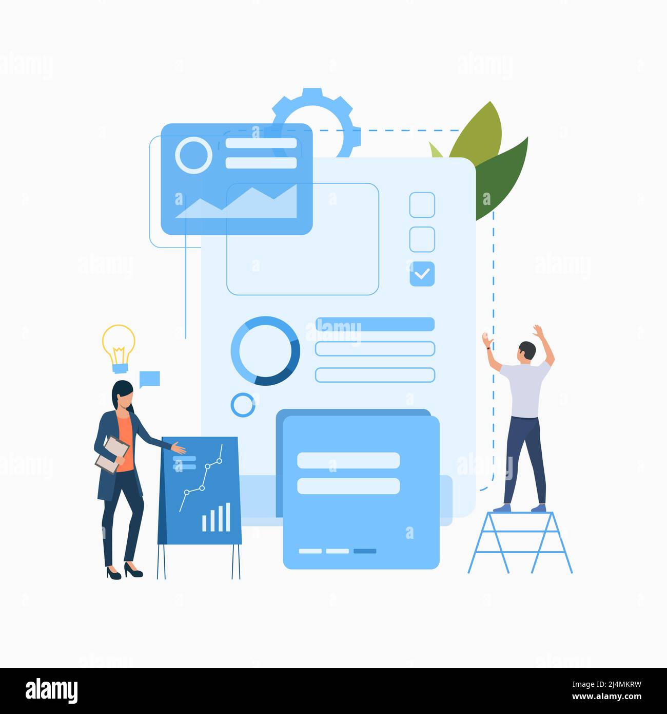 Startup metaphor flat icon. Entrepreneur, developer, idea. Teamwork ...