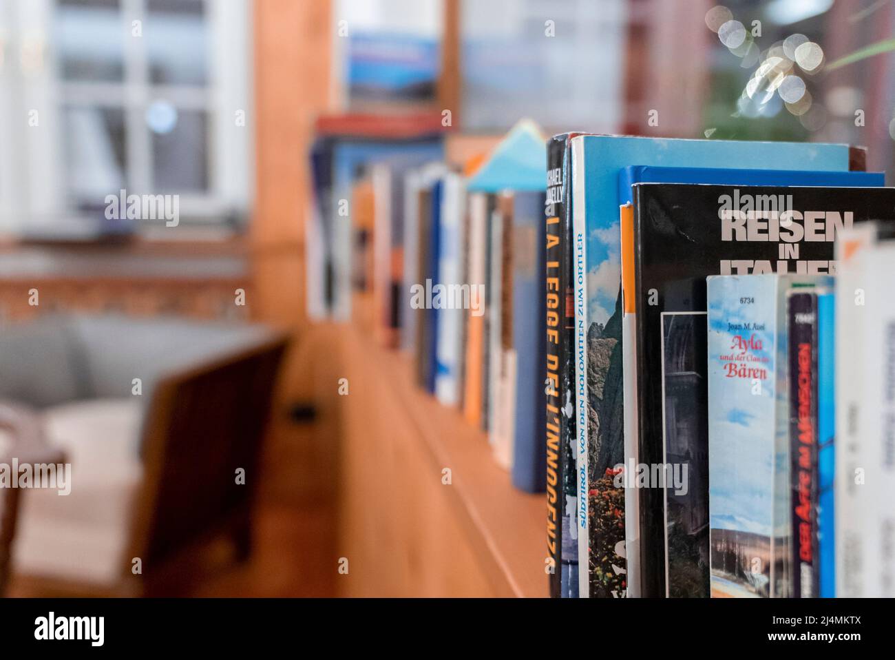 Assorted various magazines placed on table in modern luxury hotel Stock ...