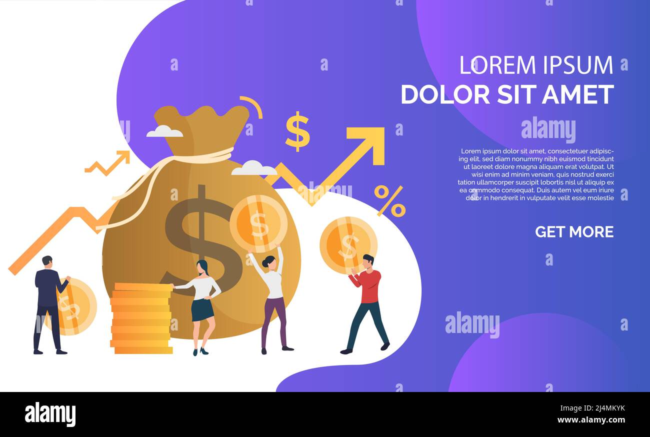 Capital increasing purple presentation illustration. People increase ...