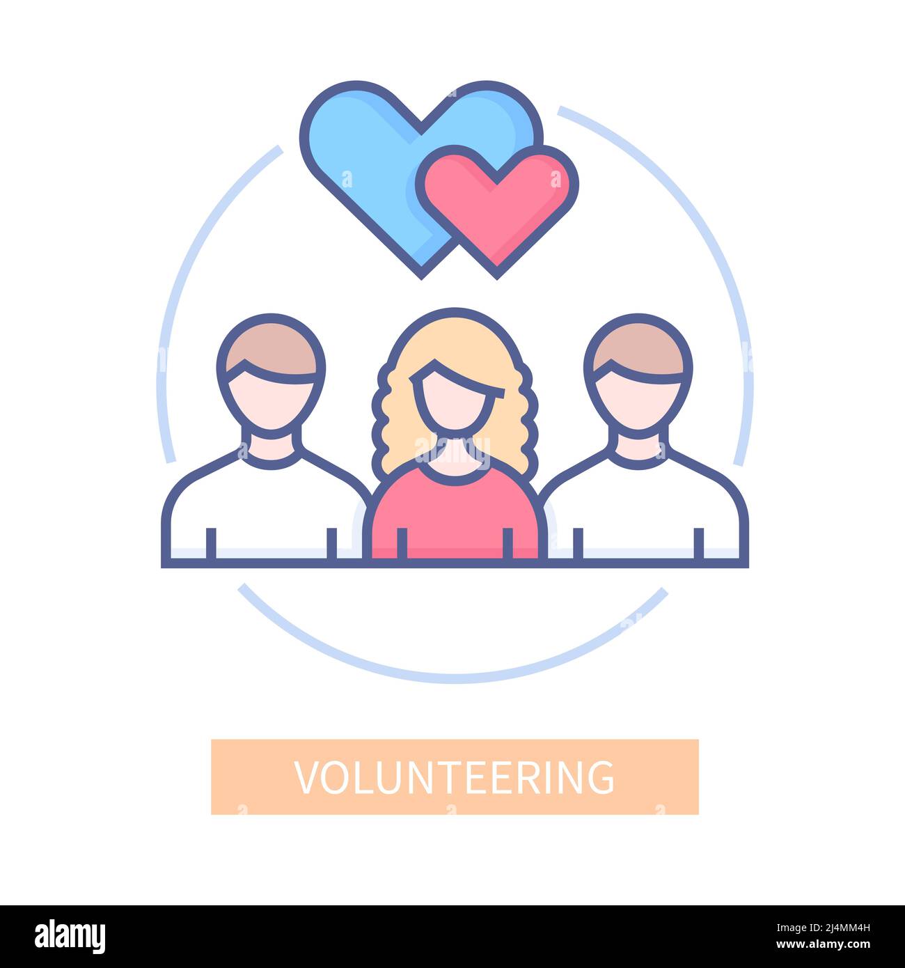 Volunteering - modern colored line design style icon on white ...