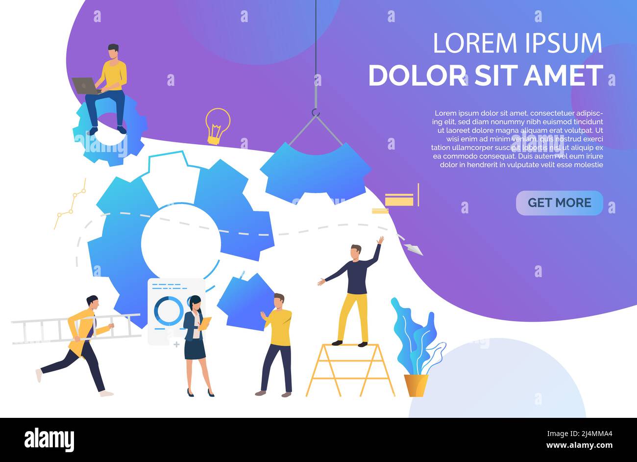 Business people building mechanism. Development, optimization, teamwork ...