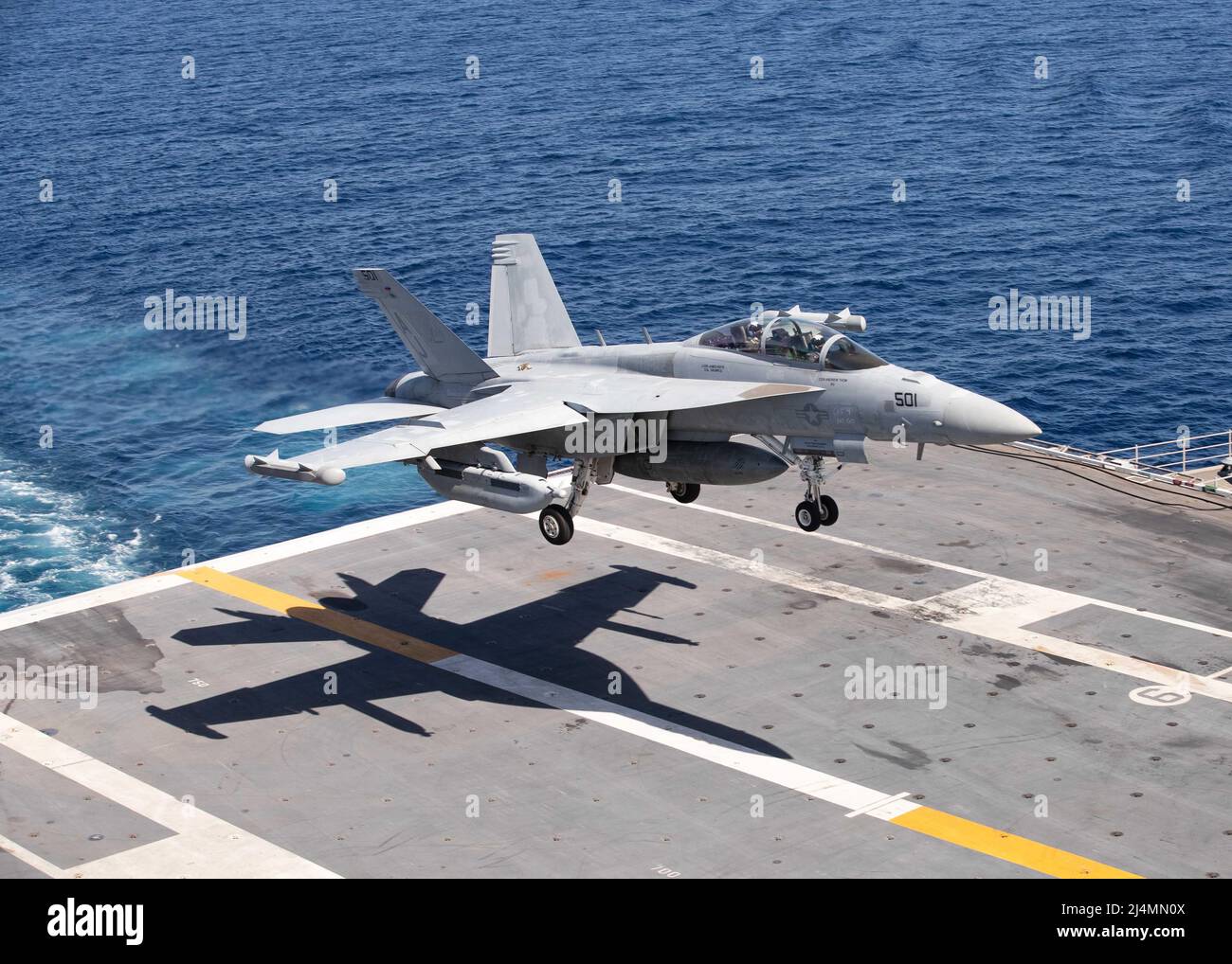 An E/A-18G Growler, attached to the "Gray Wolves" of Electronic Attack ...