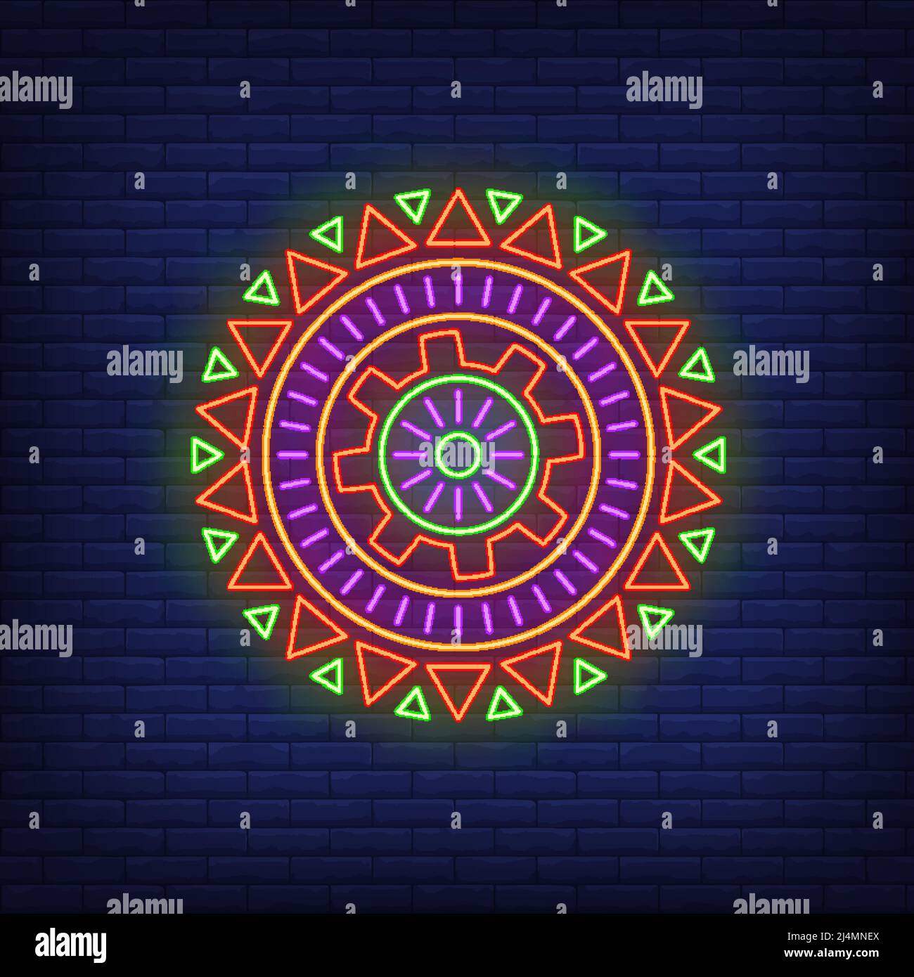 Round African pattern neon sign. Pattern, ethnic ornament, decor design ...